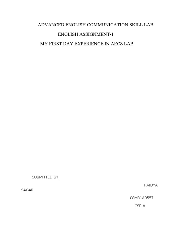 My First Day Experience in Aecs Lab | PDF | Conversation | Vocabulary