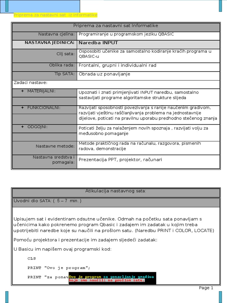 Naredba INPUT PDF | PDF