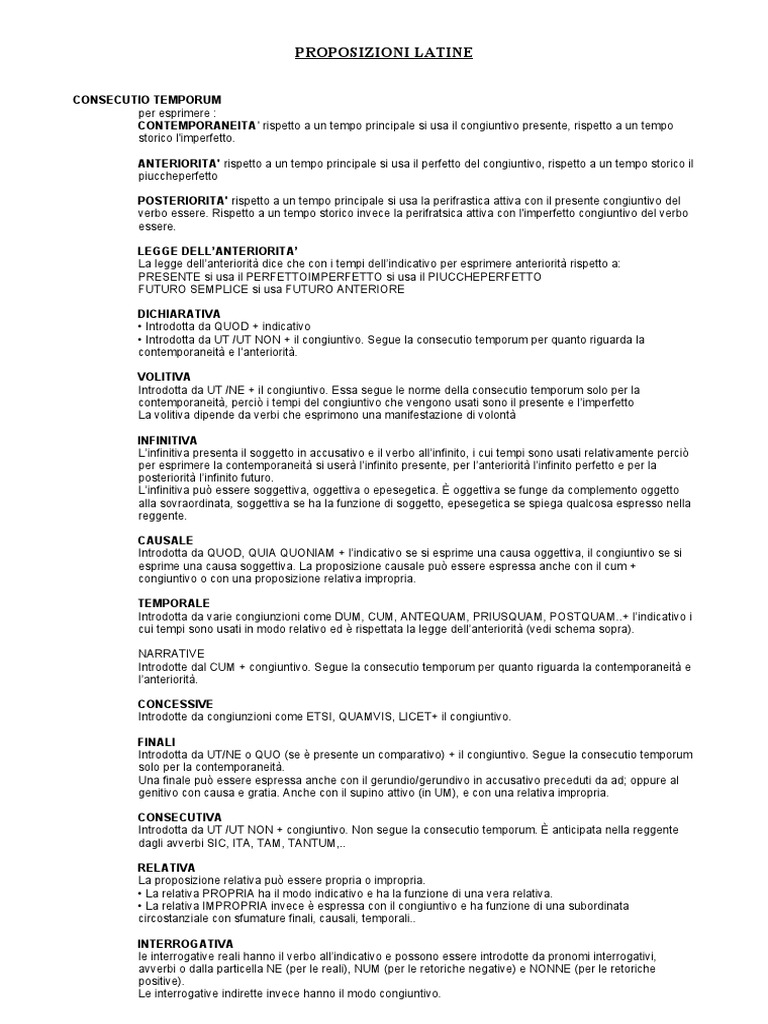 PROPOSIZIONI LATINE