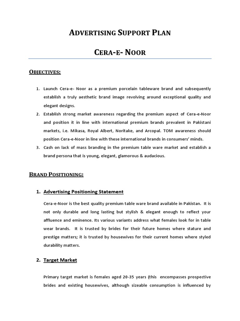 Advertising Support Plan For Porcelain Cermaics Tableware | PDF | Brand ...