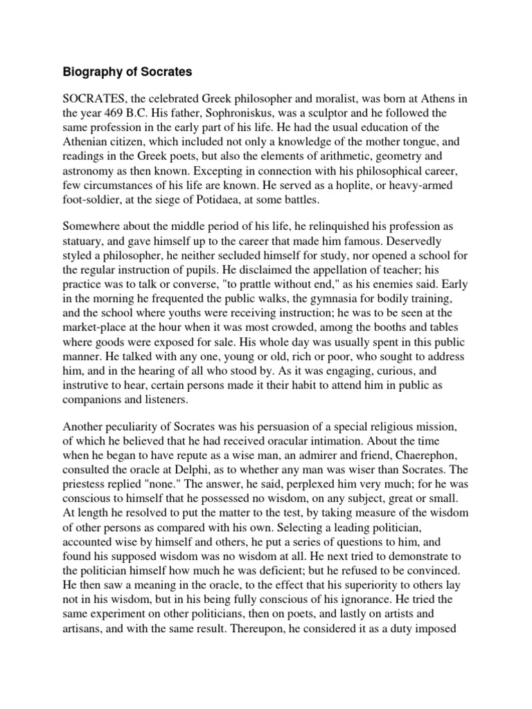 Biography of Socrates | PDF | Socrates | Science