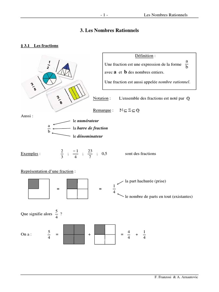03 Les Nombres Rationnels | Fraction (Mathématiques) | Nombre rationnel