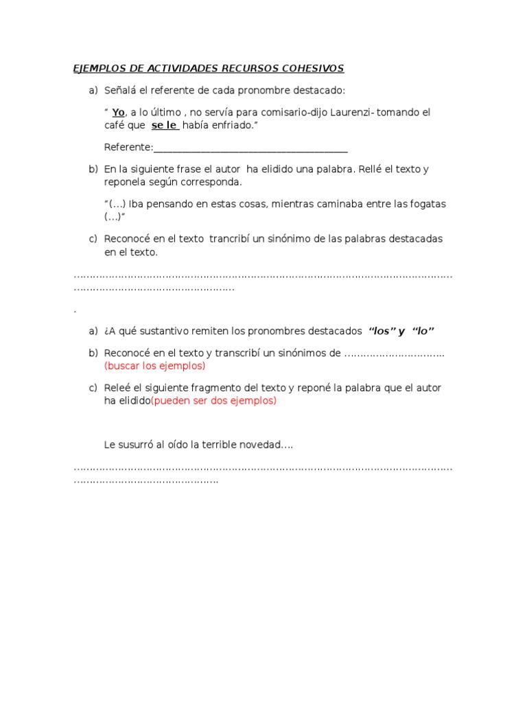 Actividades Recursos Cohesivos | PDF