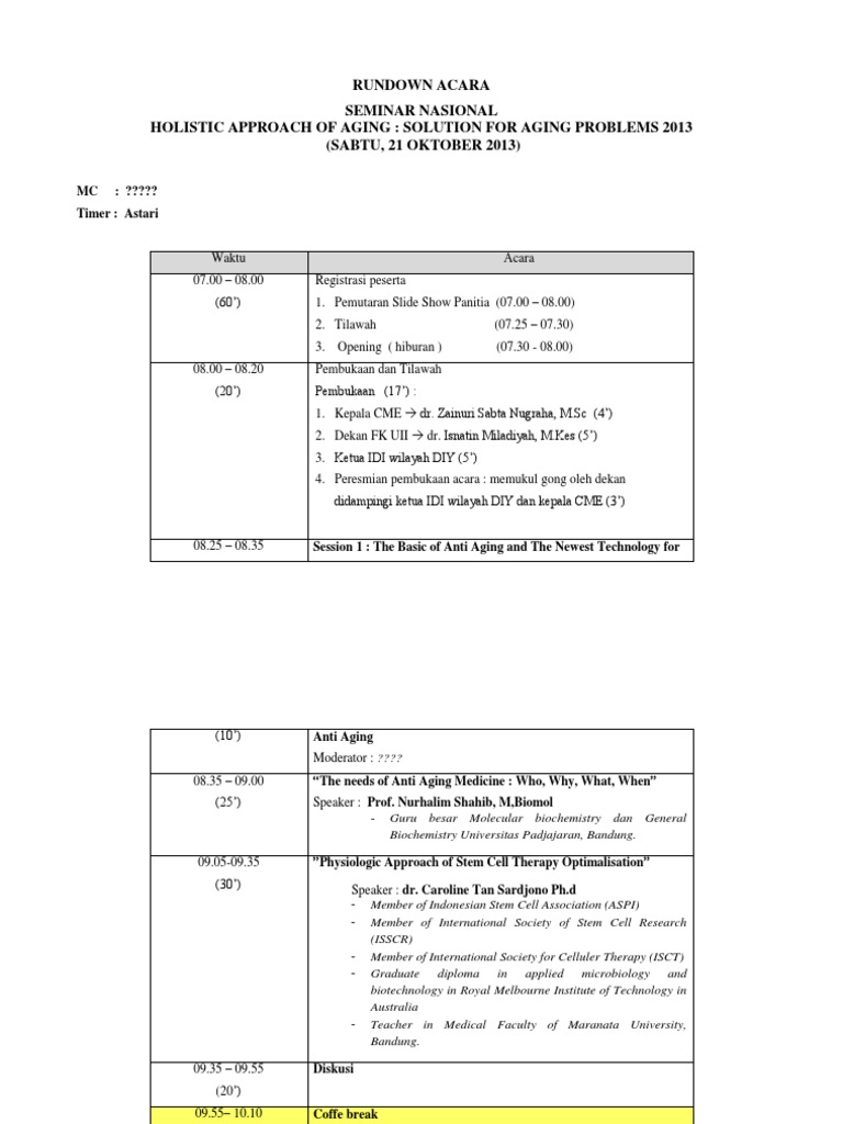 Rundown Acara | PDF | Medical School | Medicine