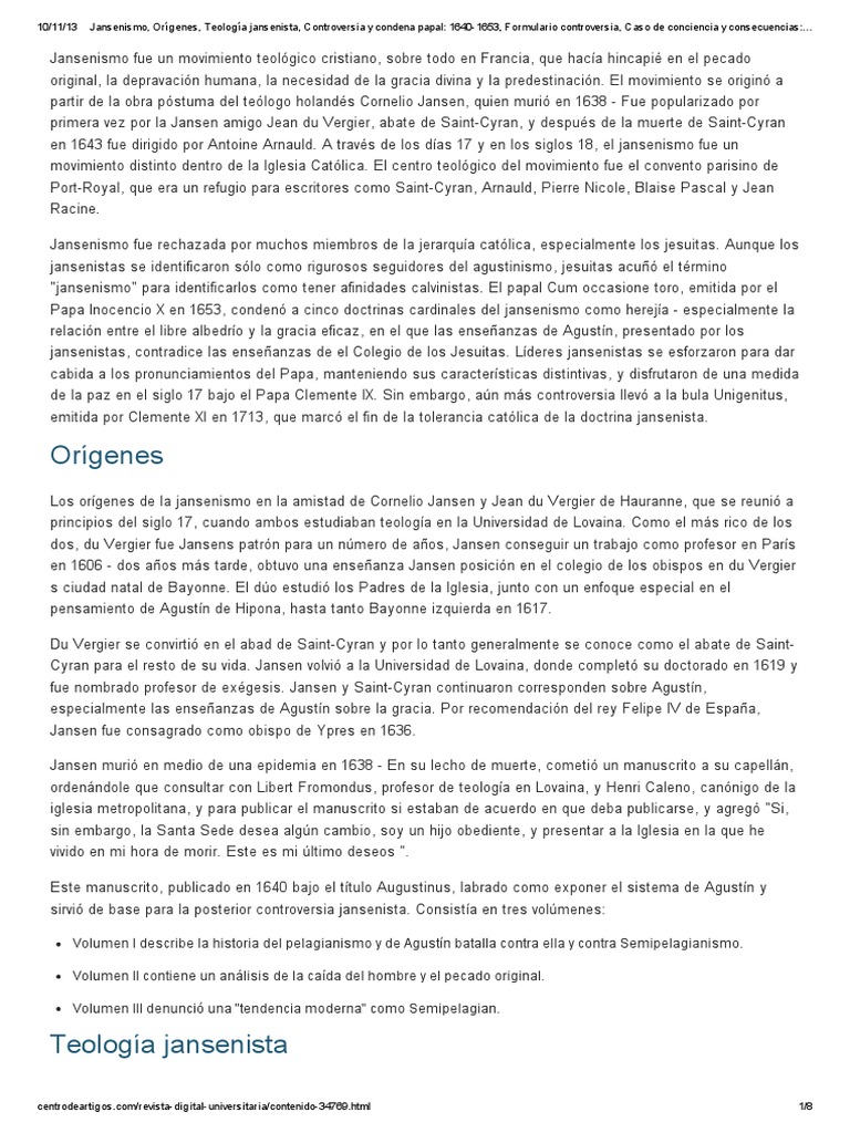 Historia y Controversia del Jansenismo | PDF | Teología Católica y ...
