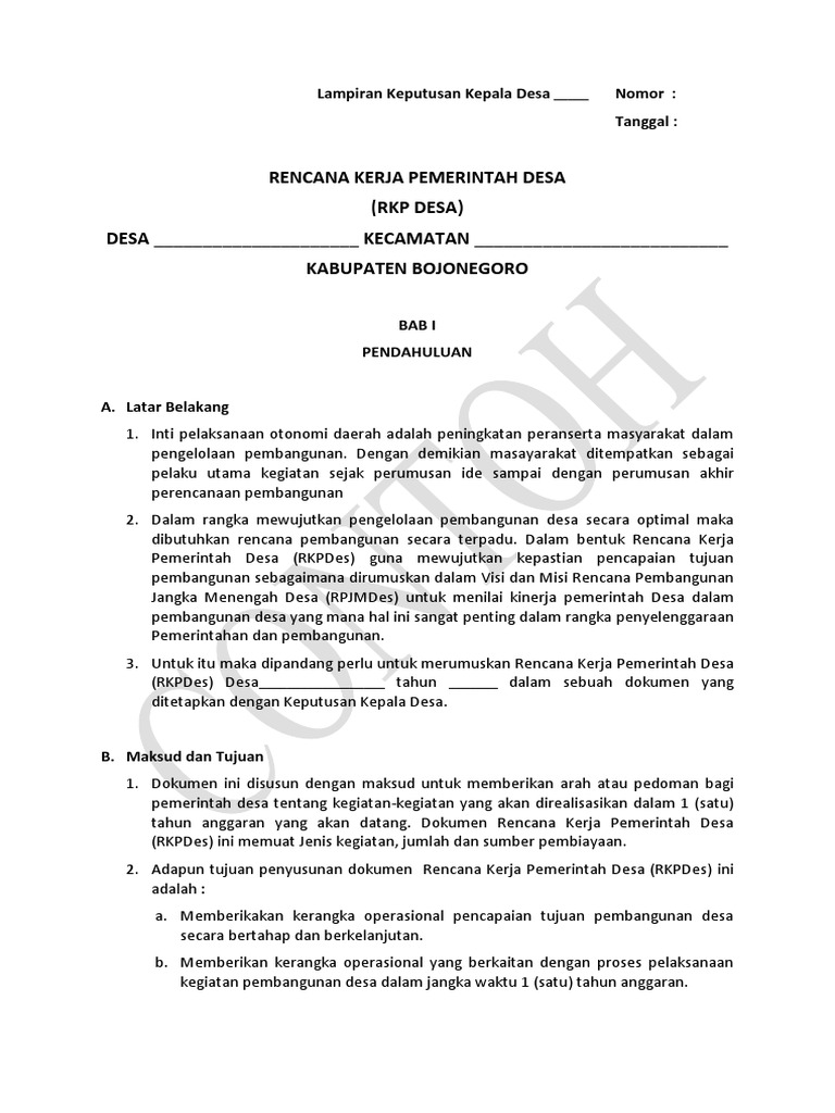 Contoh RKP Desa | PDF | Bisnis | Pengelolaan Keuangan & Uang