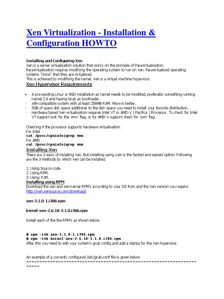 Xen Virtualization - Installation & Configuration HOWTO | PDF | Operating System Technology ...