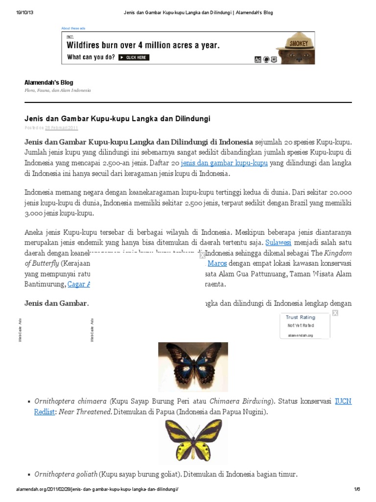 Jenis Dan Gambar Kupu-Kupu Langka Dan Dilindungi - Alamendah's Blog | PDF | Sains & Matematika