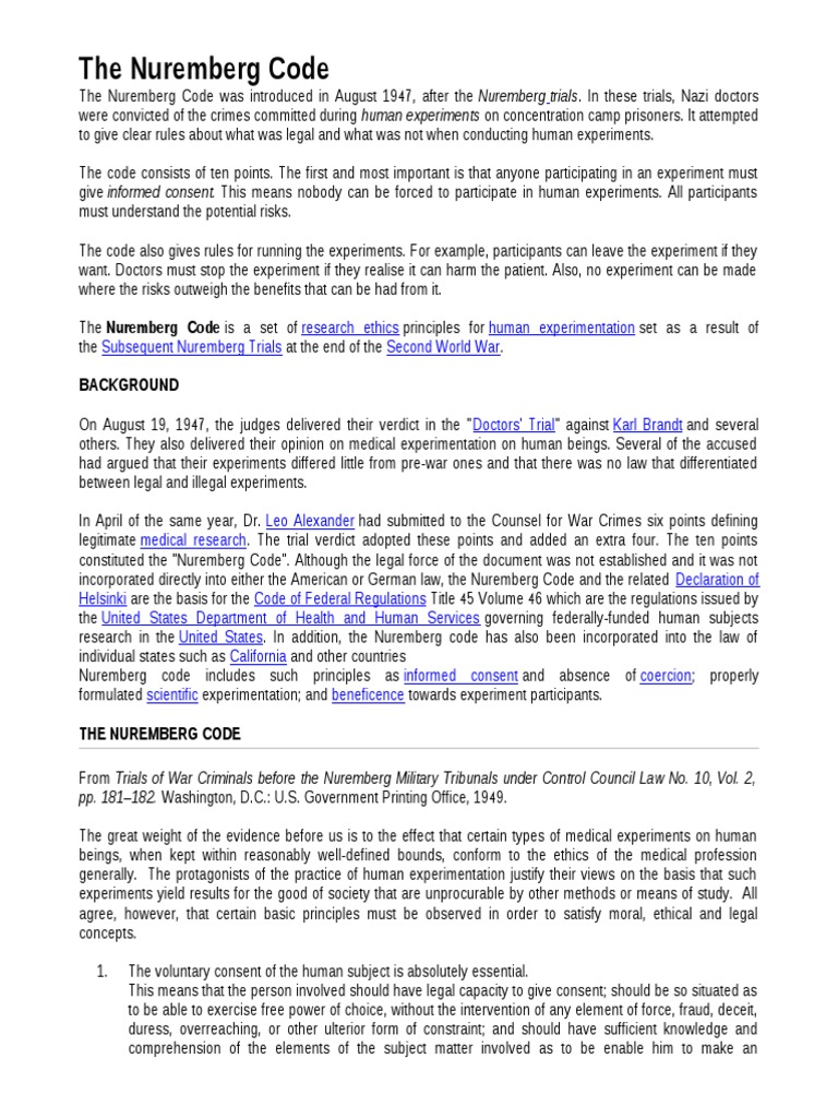 The Historical Origins and Universal Applicability of the Nuremberg ...