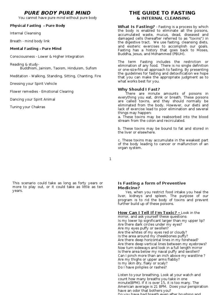 Revised Small Fasting Guide | PDF | Foods | Nature