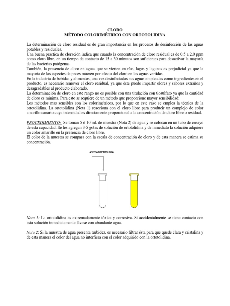 Método Colorimétrico con Ortotolidina | PDF