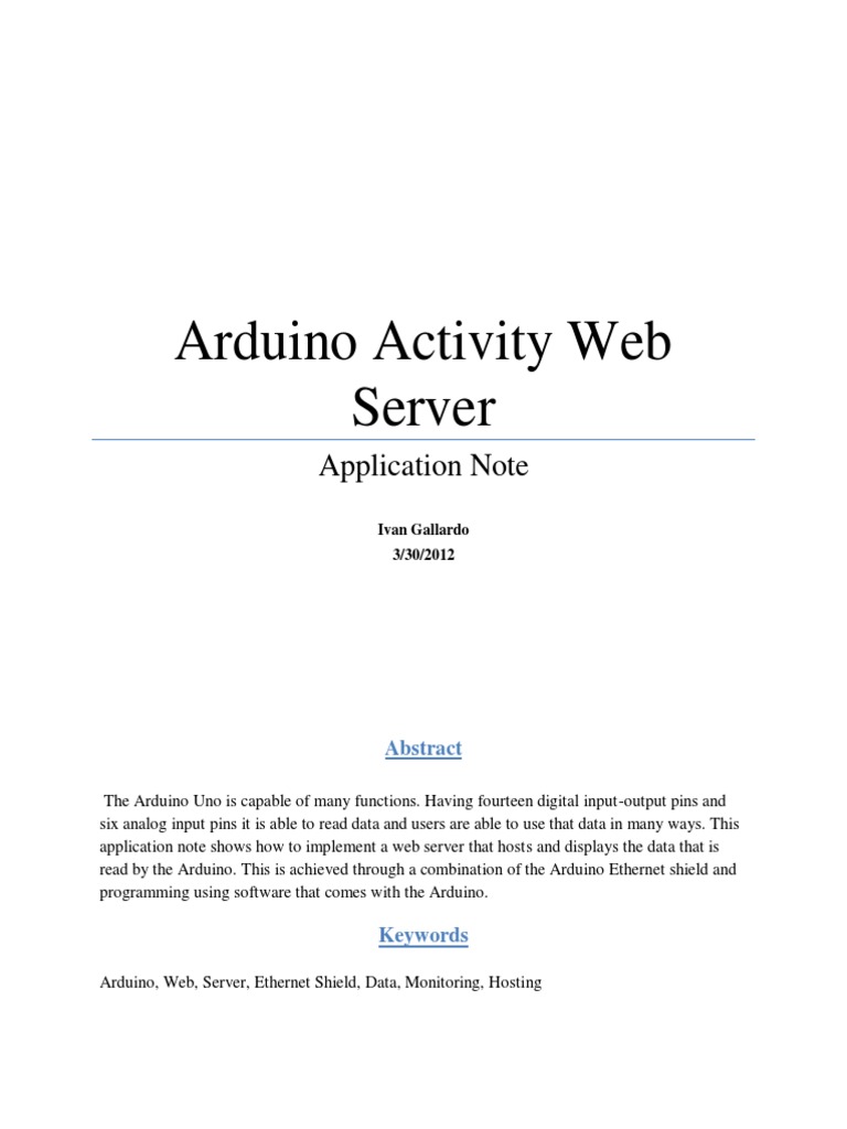 Arduino Activity Web Server Guide | PDF | Arduino | Hypertext Transfer ...