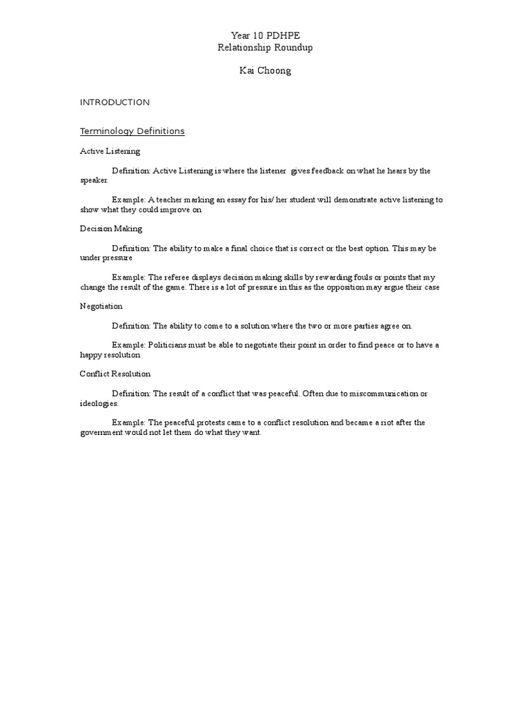 PDHPE Assessment Template | PDF | Adolescence | Negotiation