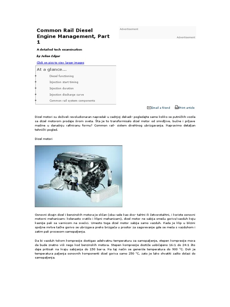 Common Rail Diesel Engine Management | PDF