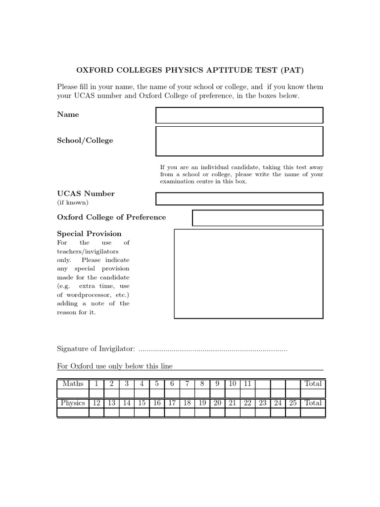 Oxford Colleges Physics Aptitude Test (PAT) Guide | PDF | Eclipse ...