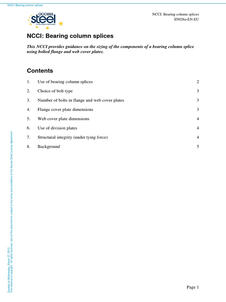 Bearing Column Splices PDF | PDF | Column | Structural Steel