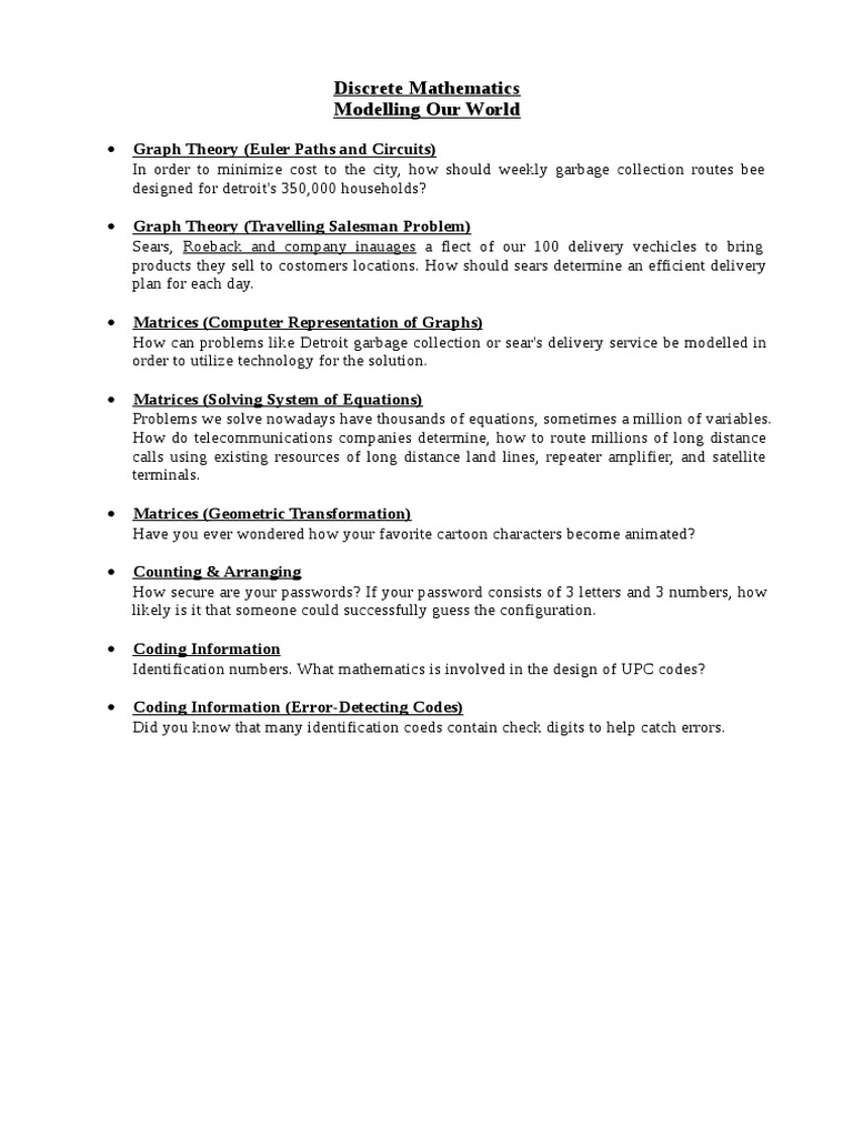 Discrete Mathematics Modelling Our World | PDF | Vertex (Graph Theory) | Combinatorics