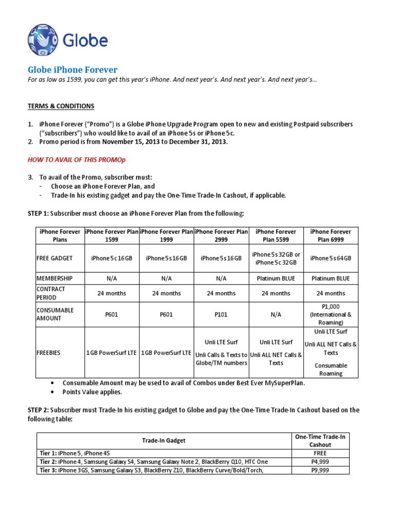 Globe iPhone Forever Upgrade Program | PDF | I Phone | Subscription ...