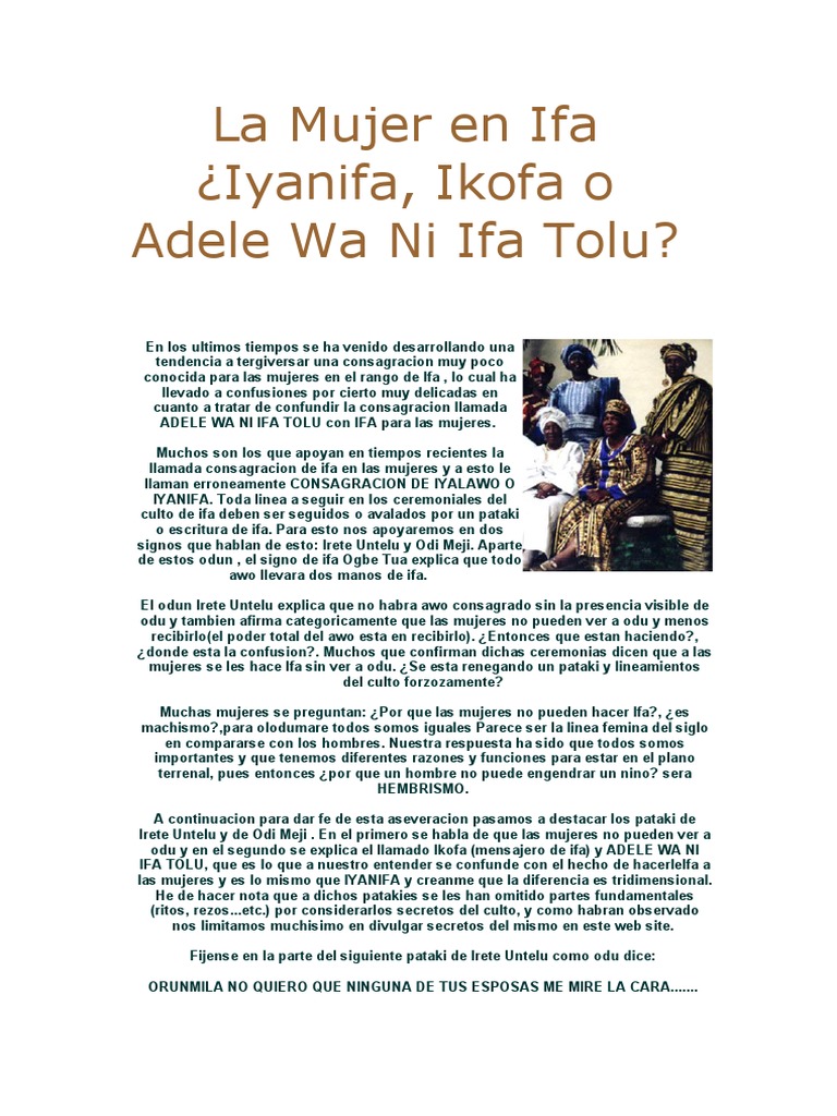 La Mujer en Ifa | PDF | Religión popular | Mitología