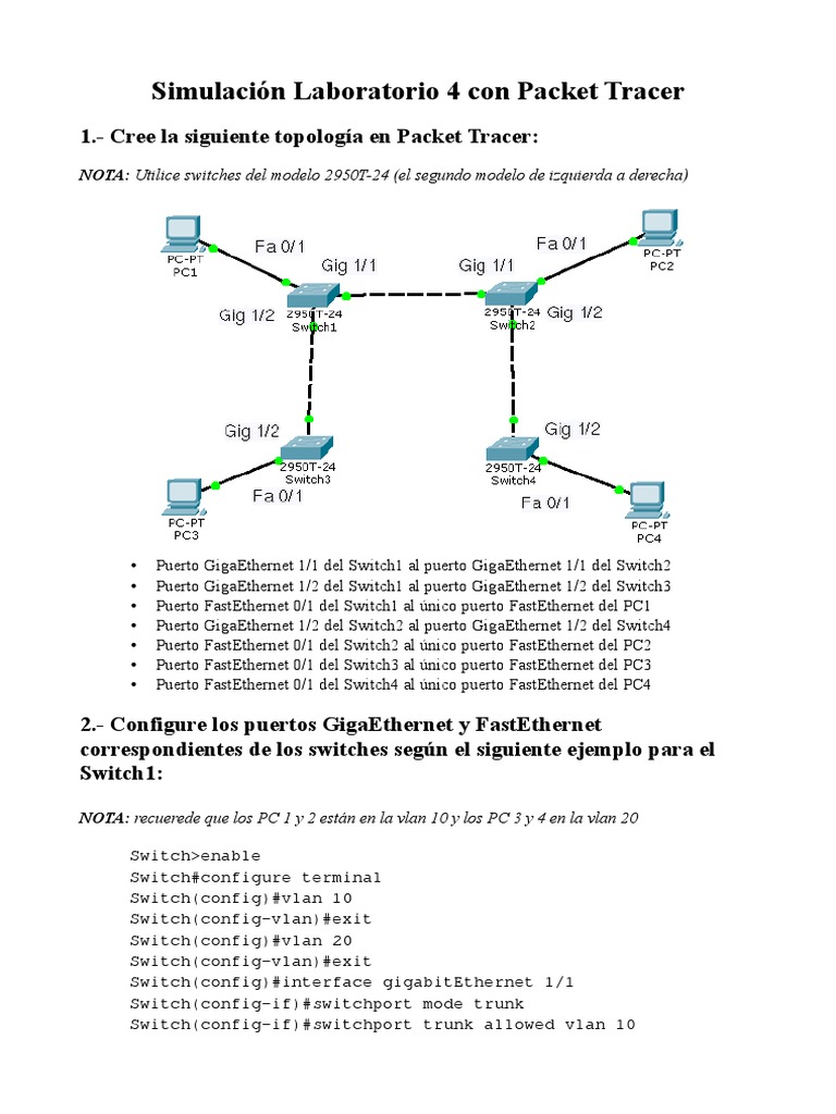 Simulación Laboratorio 4 | PDF | Conmutador de red | Protocolos de internet