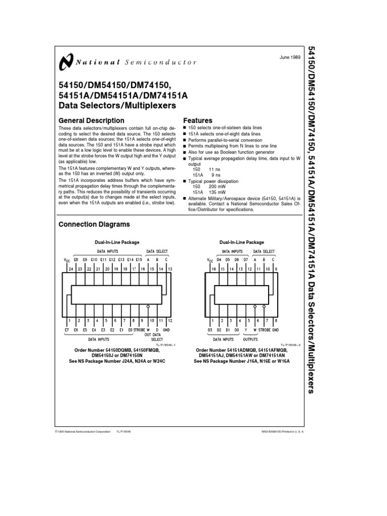 MULTIPLEXOR 74151 datasheet | Computer Engineering | Electricity
