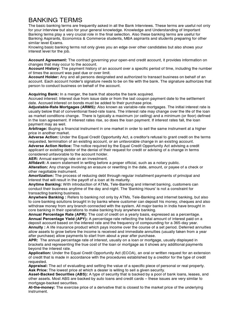 Banking Terms | PDF | Bonds (Finance) | Securities (Finance)