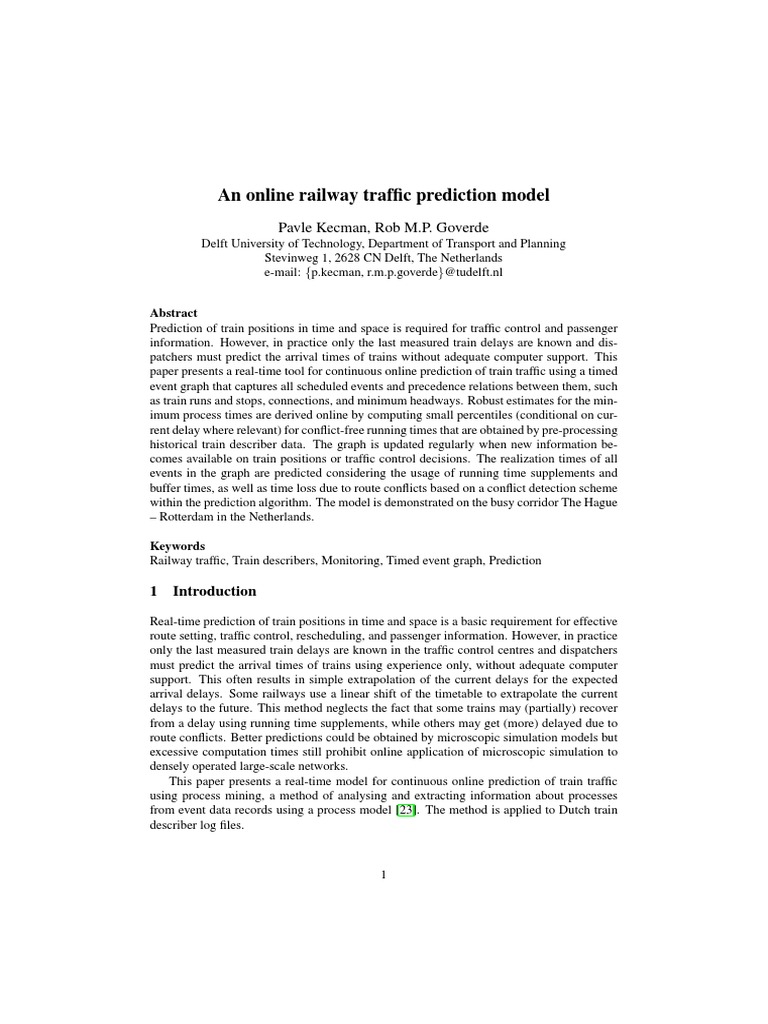 Real-Time Train Traffic Prediction Model | PDF | Prediction | Real Time ...