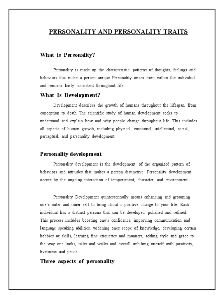 Final Personality Development | PDF | Personality Disorder | Personality Psychology