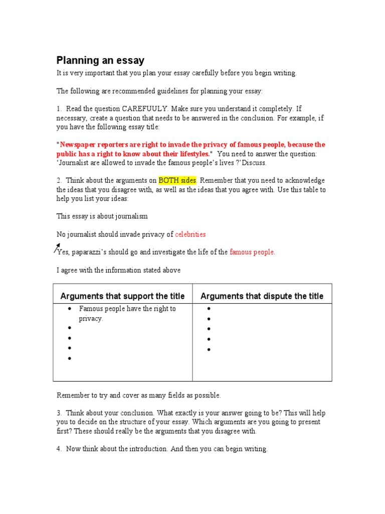 Effective Essay Planning Tips | PDF