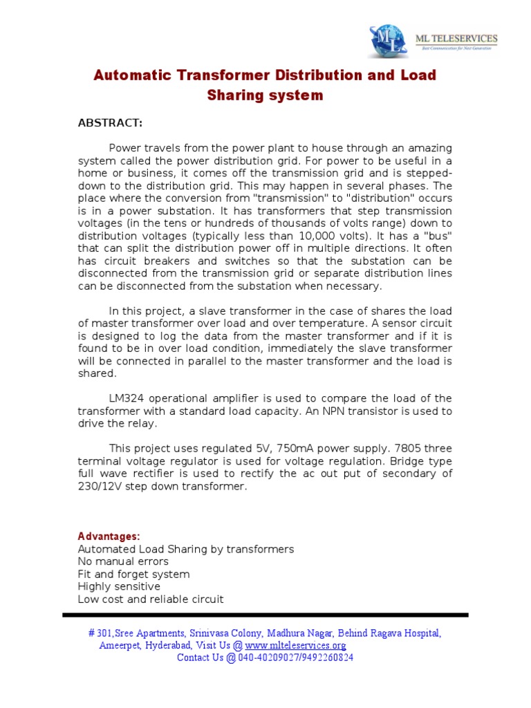 Automated Transformer Load Sharing System | PDF