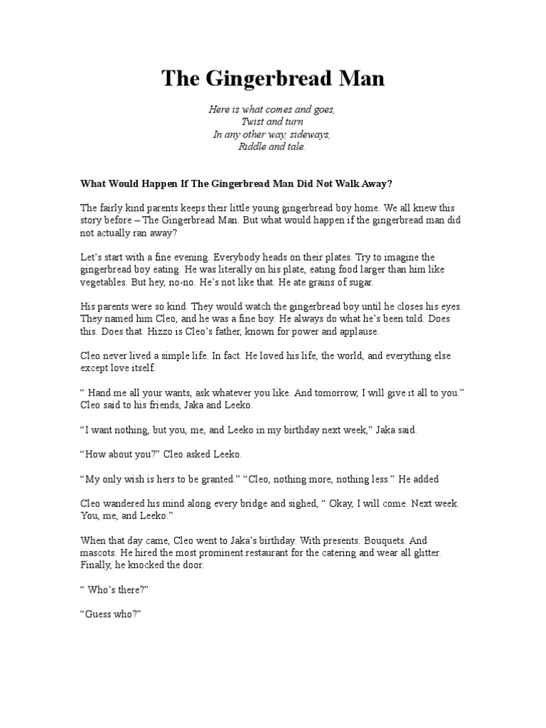 The Gingerbread Man (New Version) Single-Spaced | PDF | Fairy Tales