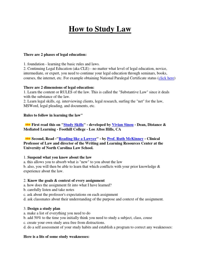 How To Study Law: Study Skills Vivian Sinou | PDF | Legal Education ...