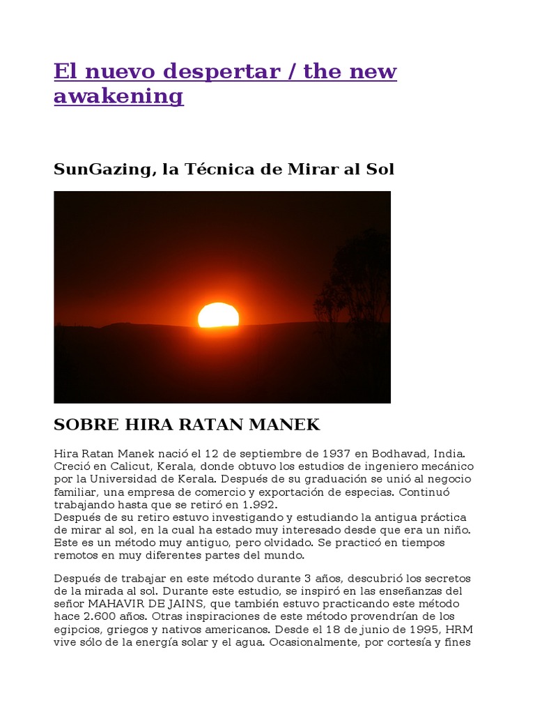 SunGazing, La Técnica de Mirar Al Sol | PDF | Dom | Cerebro