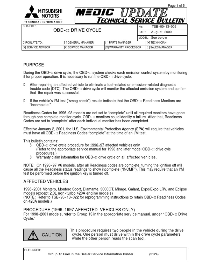 Technical Service Bulletin Mitsubishi OBDII | PDF | Throttle ...