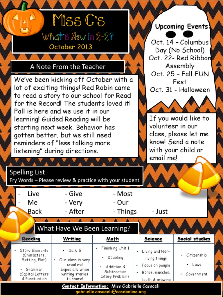October Learning Updates for 2nd Grade | PDF