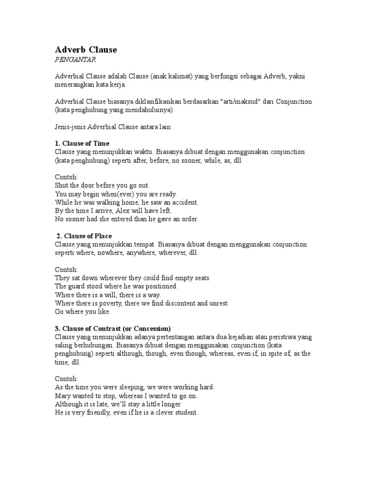 Adverb Clause | Download Free PDF | Adverb | Syntax