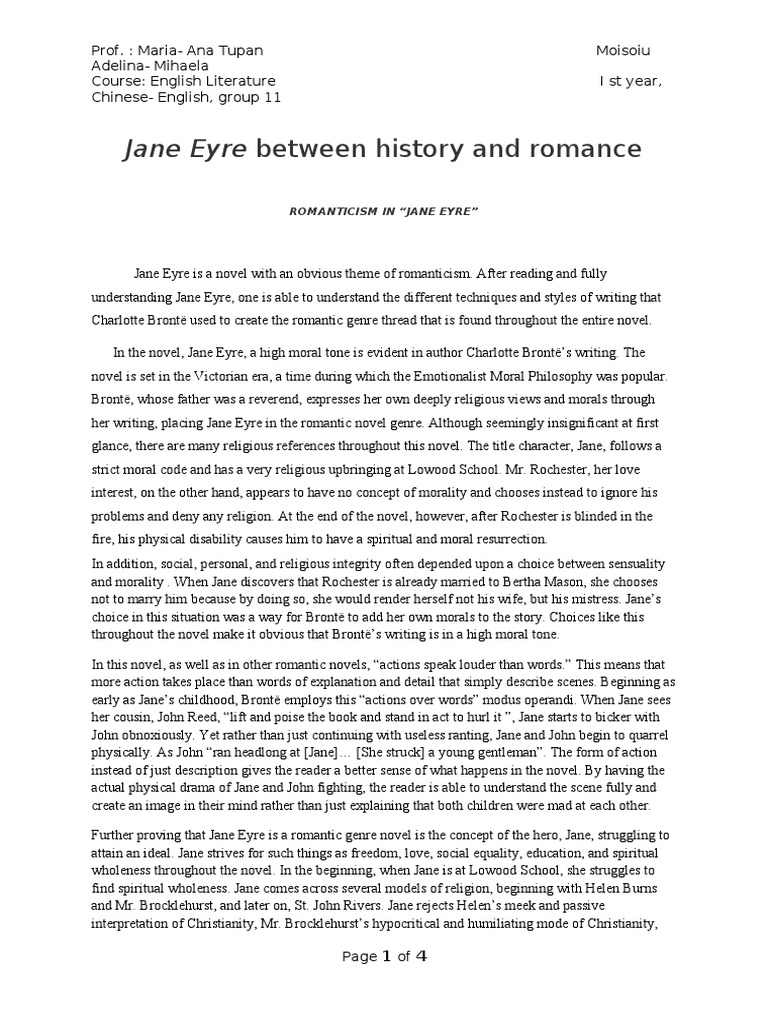 Jane Eyre Between History and Romance | PDF | Jane Eyre | Romanticism