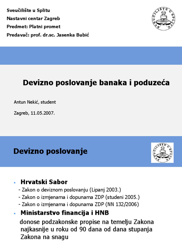 Devizno Poslovanje Banaka I Tvrtki | PDF