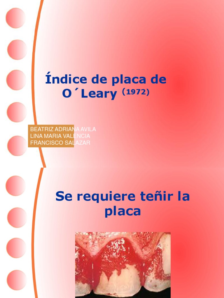 Índice de Placa O'Leary: Procedimiento y Cálculo | PDF | Diente humano ...