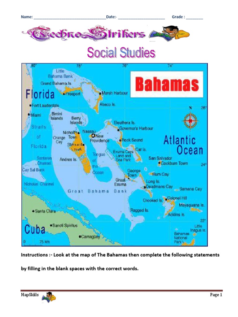 Bahamas Map Skills Worksheet | PDF