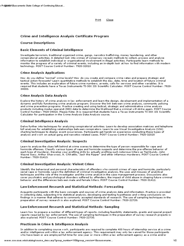 Crime and Intelligence Analysis Certificate Program - Sacramento State ...