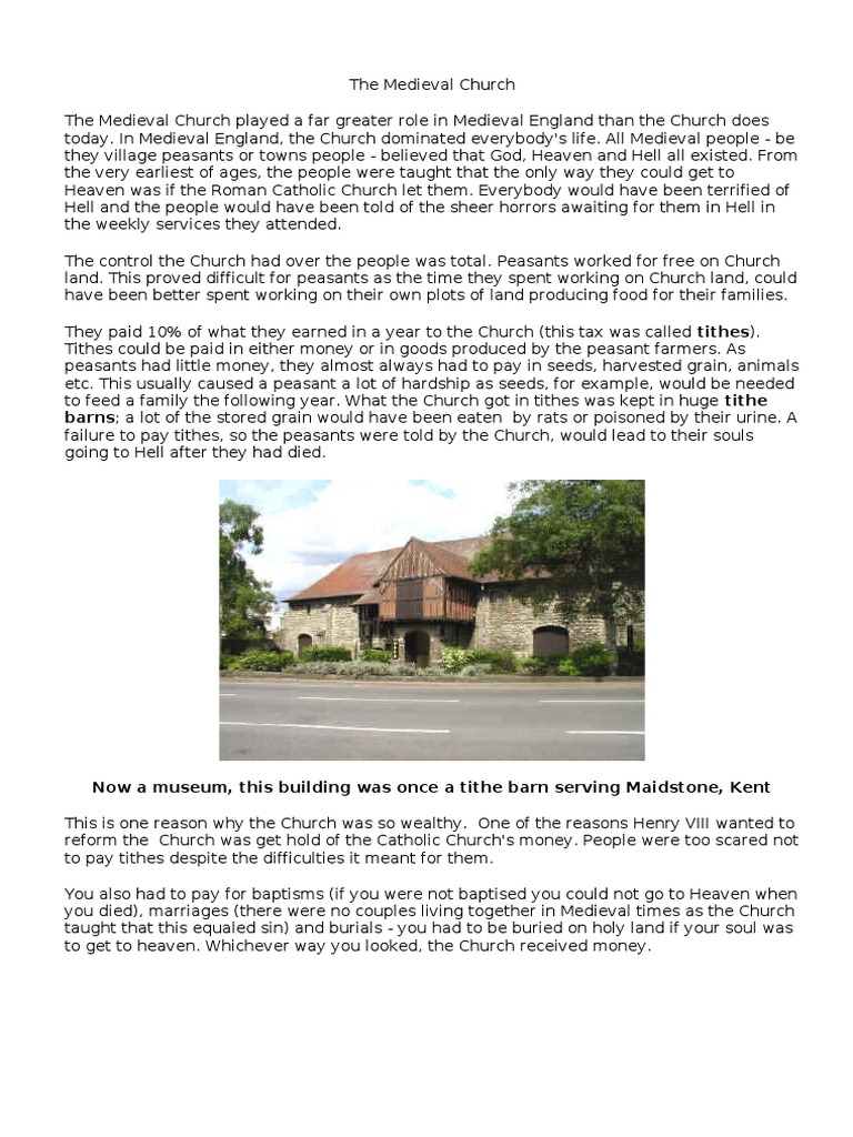 The Medieval Church | PDF | Monastery | Tithe