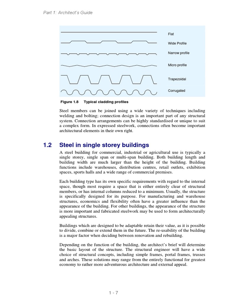 1.2 Steel in Single Storey Buildings: Part 1: Architect's Guide | PDF