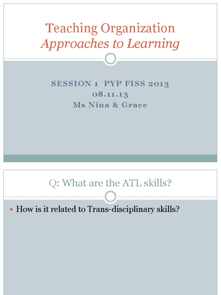 Teaching Organization: Approaches To Learning | PDF | Skill | Teaching