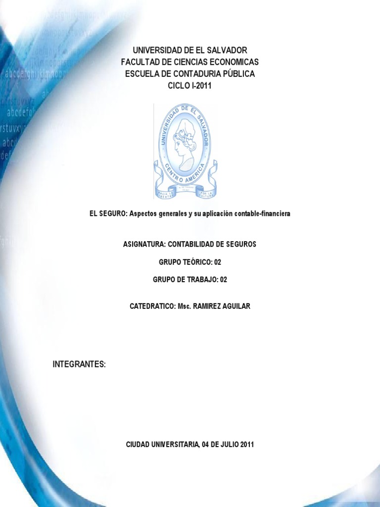 Contabilidad De Seguros Pdf Póliza De Seguros Seguro