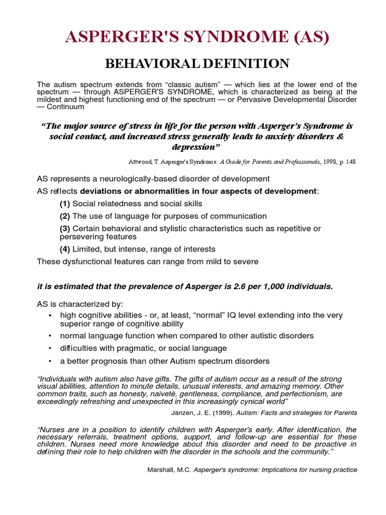 Asperger - Summary Symptoms and Help | Asperger Syndrome | Autism