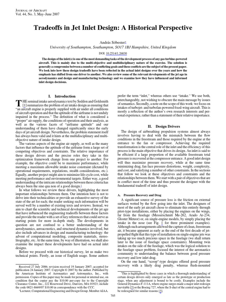 Tradeoffs in Jet Inlet Design: A Historical Perspective by András ...