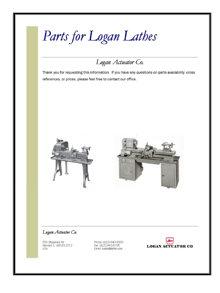 Logan Lathe Parts PDF | PDF | Belt (Mechanical) | Screw