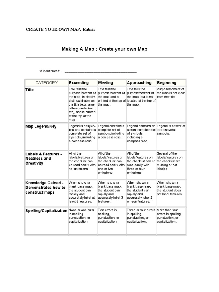 Map Creation Rubric for Students | PDF