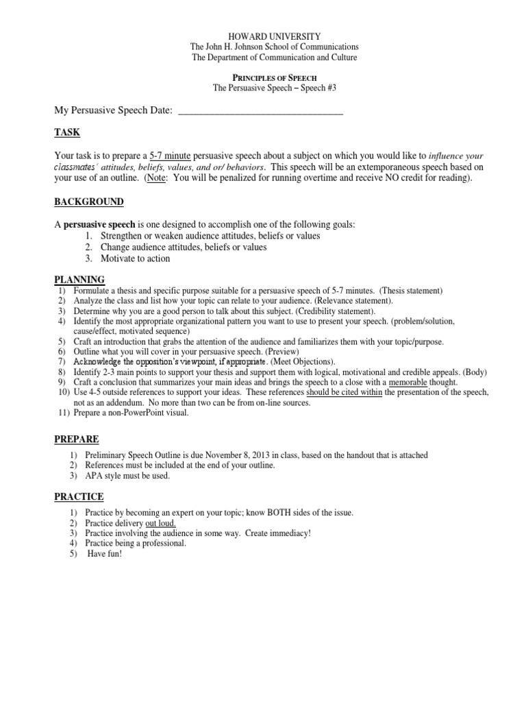 Persuasive Speech Packet2 | PDF | Persuasion | Attitude (Psychology)